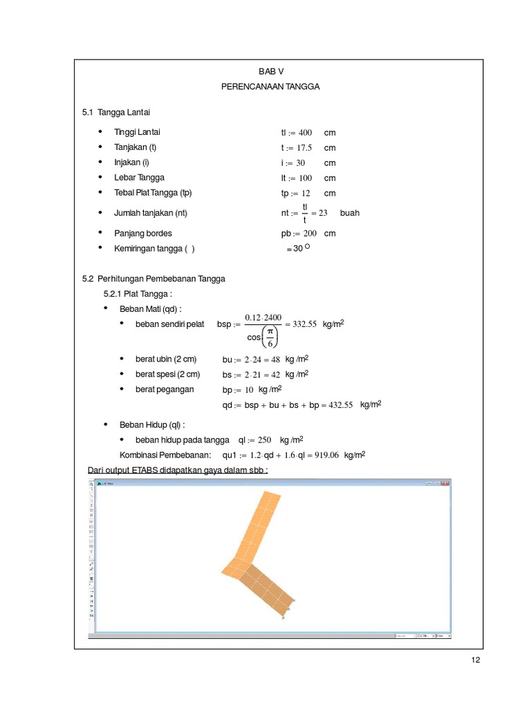Mathcad - Bab 5 Perencanaan Tangga | PDF