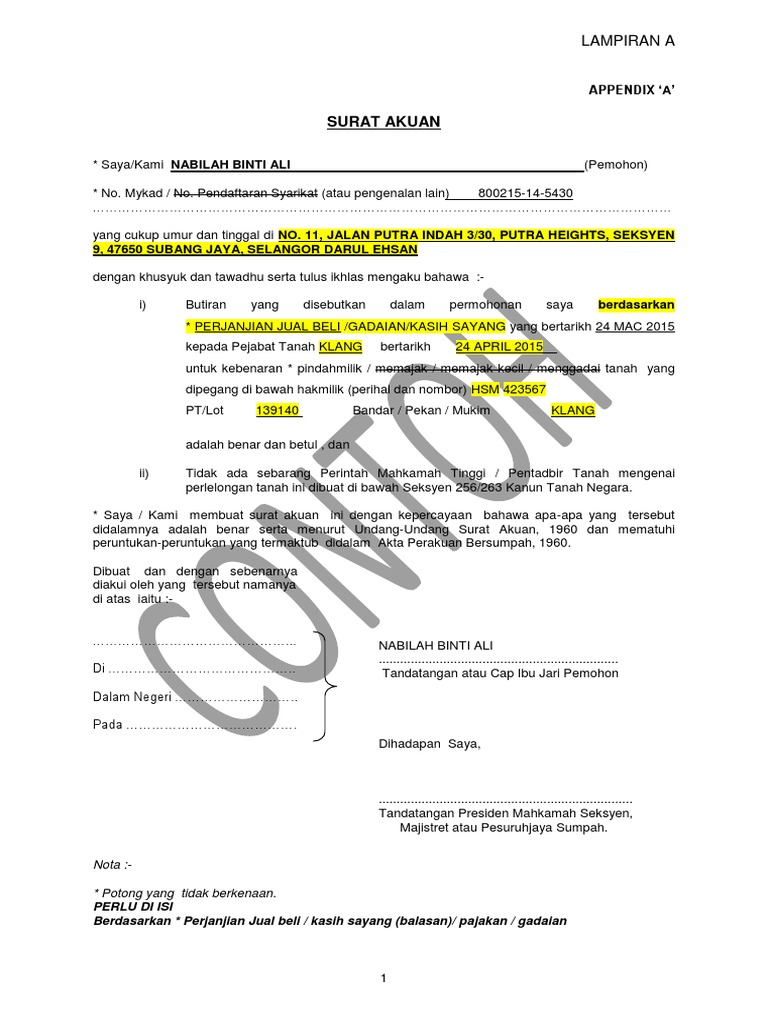 CONTOH Appendix A DAN B | PDF