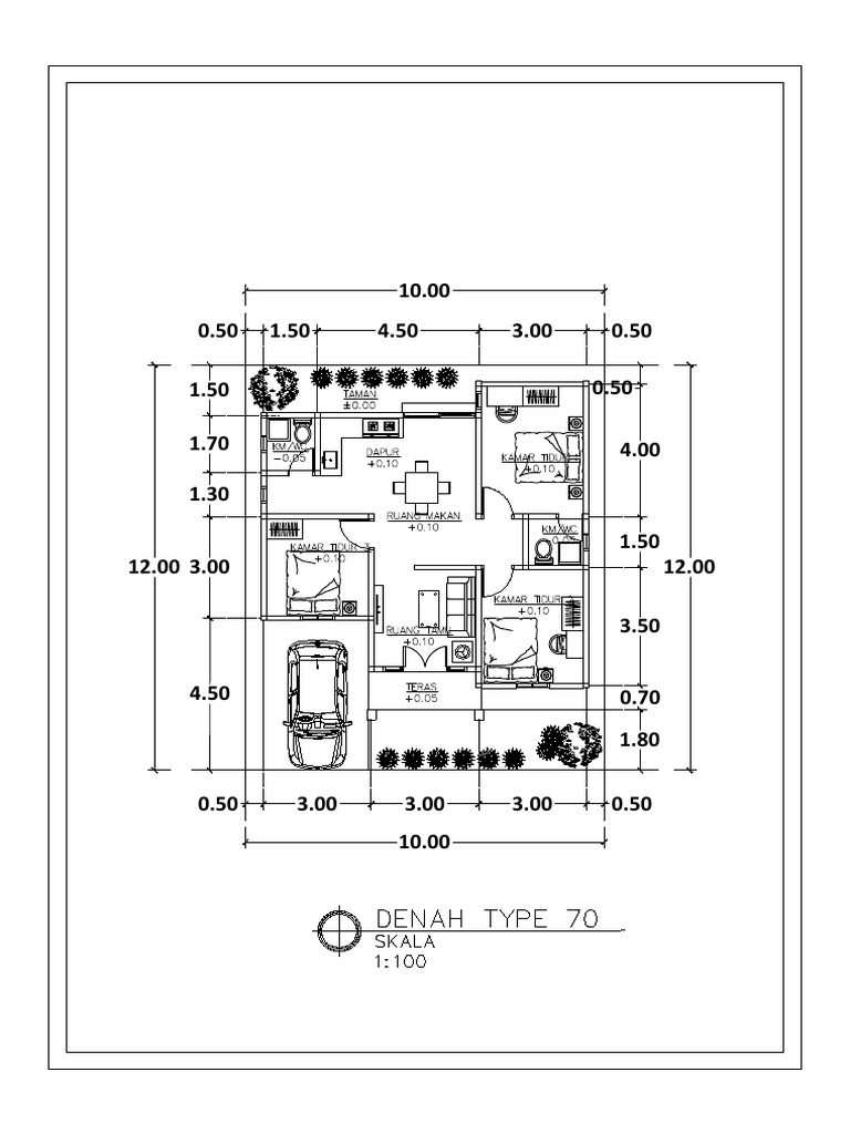 Denah Type 70 Rumah Pak Azhar | PDF