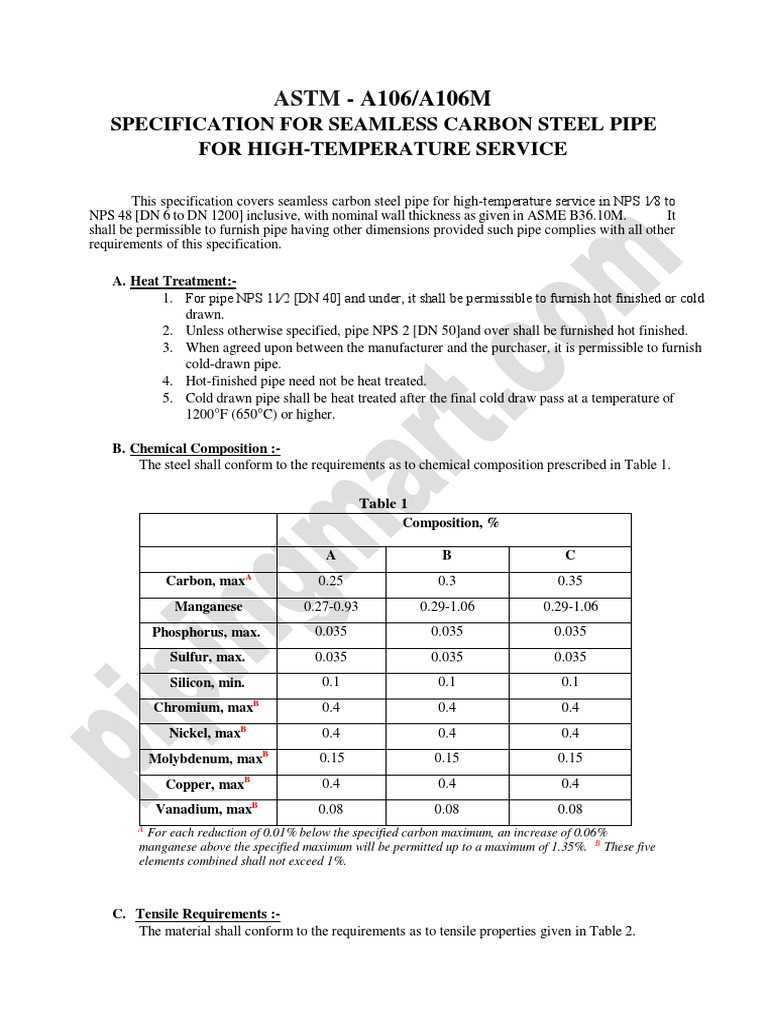 ASTM-A106-A106M | PDF | Pipe (Fluid Conveyance) | Materials
