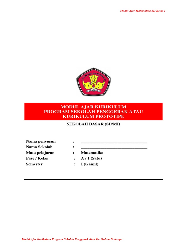 Contoh MODUL MTK KLS 1 | PDF