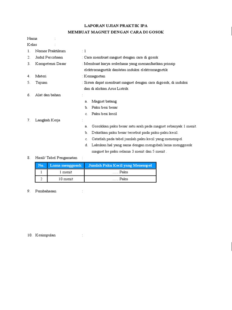 Laporan Praktik IPA: Membuat Magnet | PDF