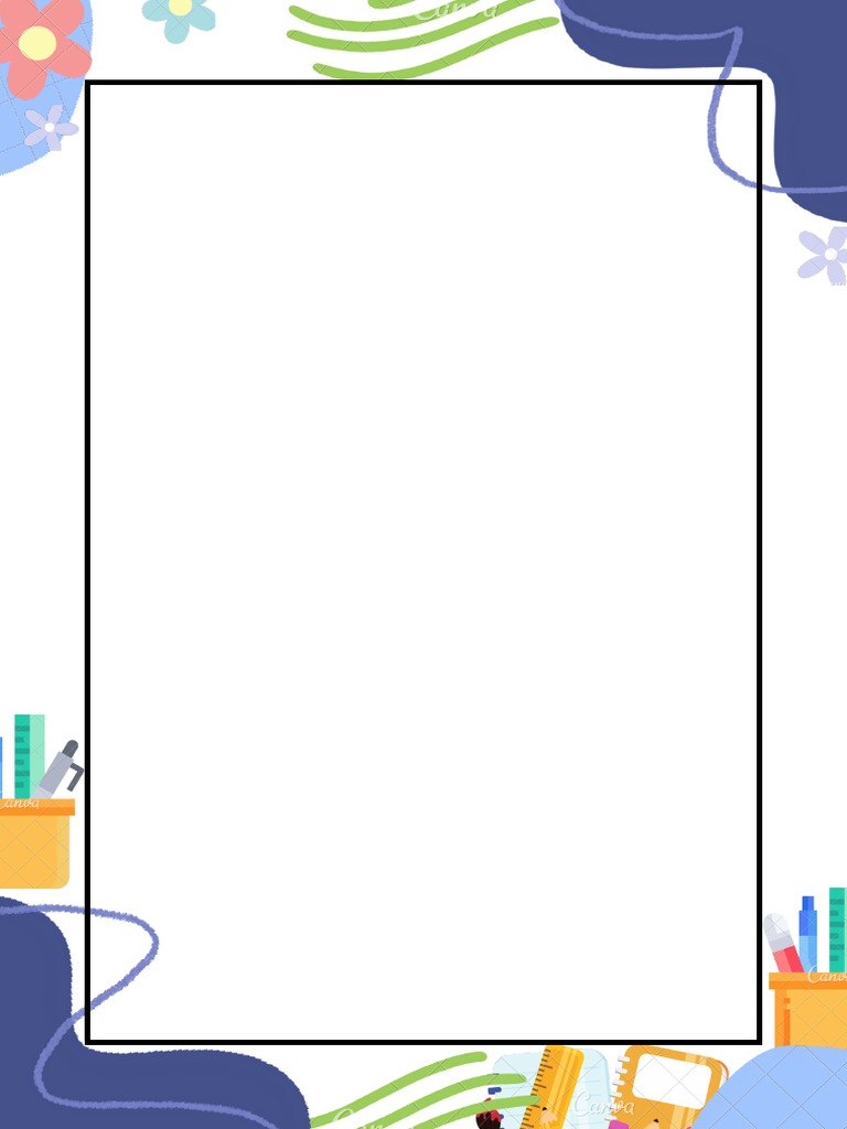 Cute Pastel Blue School Themed Page Border Design Template | PDF