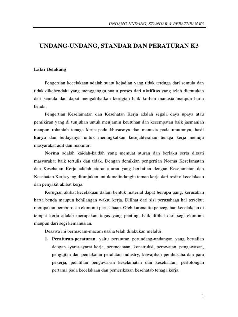 UU dan Peraturan K3 Indonesia | PDF | Teknologi & Rekayasa