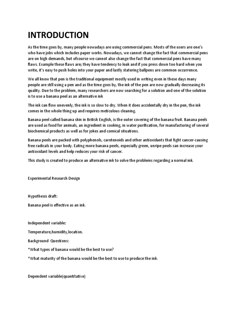 Banana Peel As An Alternative Ink | PDF | Experiment | Ink