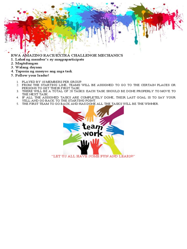 Amazing Race Extra Challenge | PDF