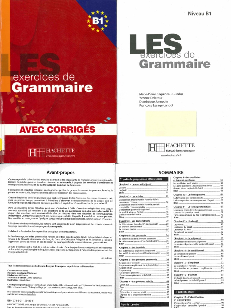 Les Exercises de Grammaire Avec Corriges Nivea | PDF