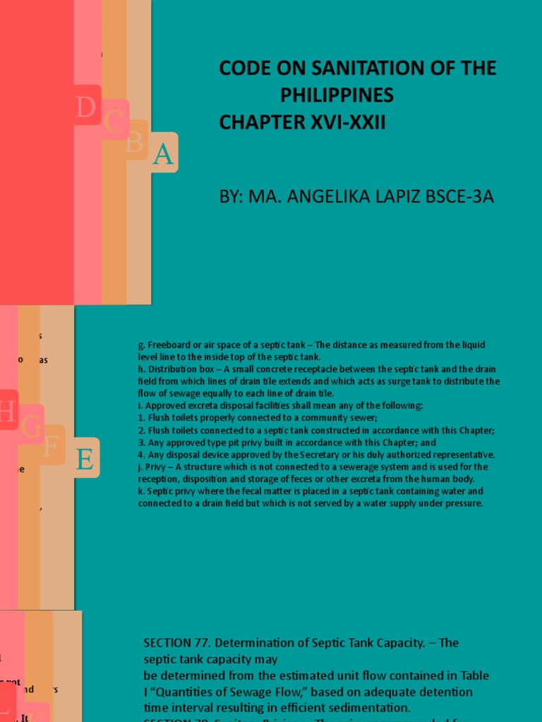 Code On Sanitation of The Philippines Chapter Xvi-Xxii: By: Ma ...