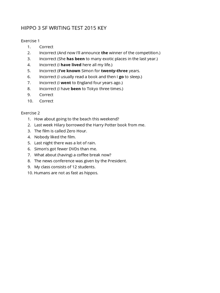 Hippo 3 Writing 2015 Key | PDF | Language Arts & Discipline