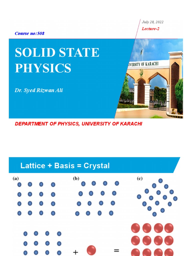 Solid State Physics: Dr. Syed Rizwan Ali | Download Free PDF | Crystal Structure | Condensed ...