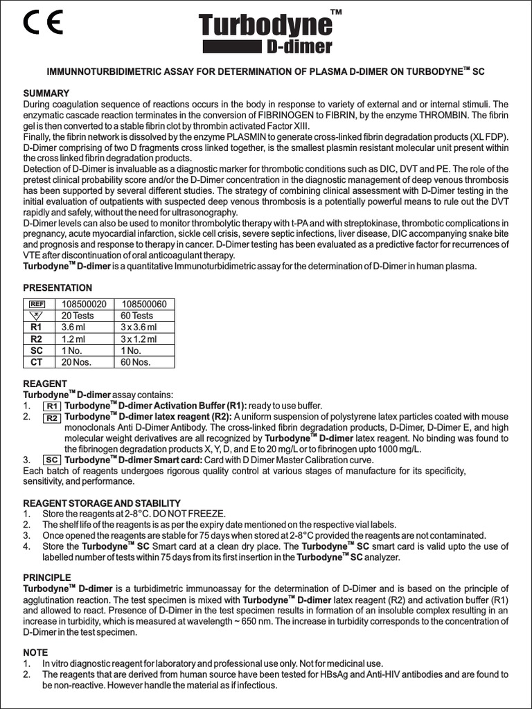 5 Turbodyne D-Dimer Packinsert | PDF | Medical Specialties | Clinical ...