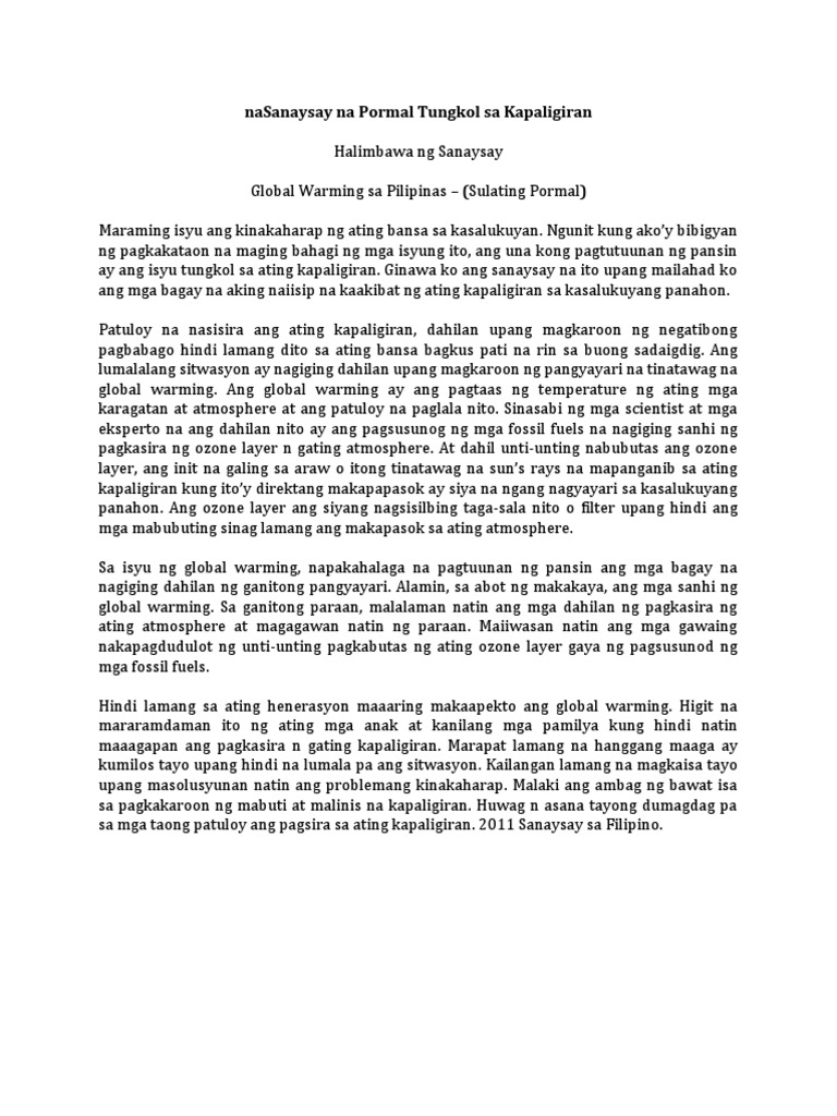 Sanaysay Halimbawa | PDF