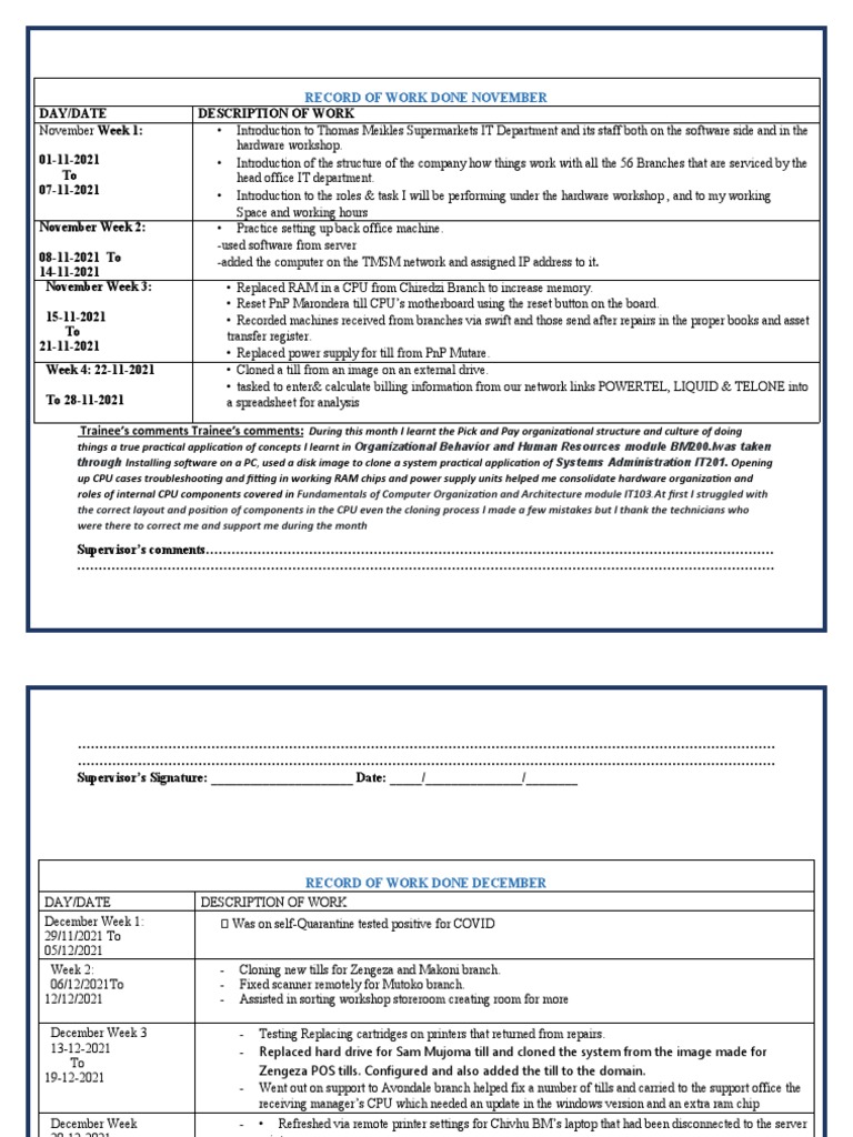 Record of IT work | PDF | Computer Hardware | Personal Computers
