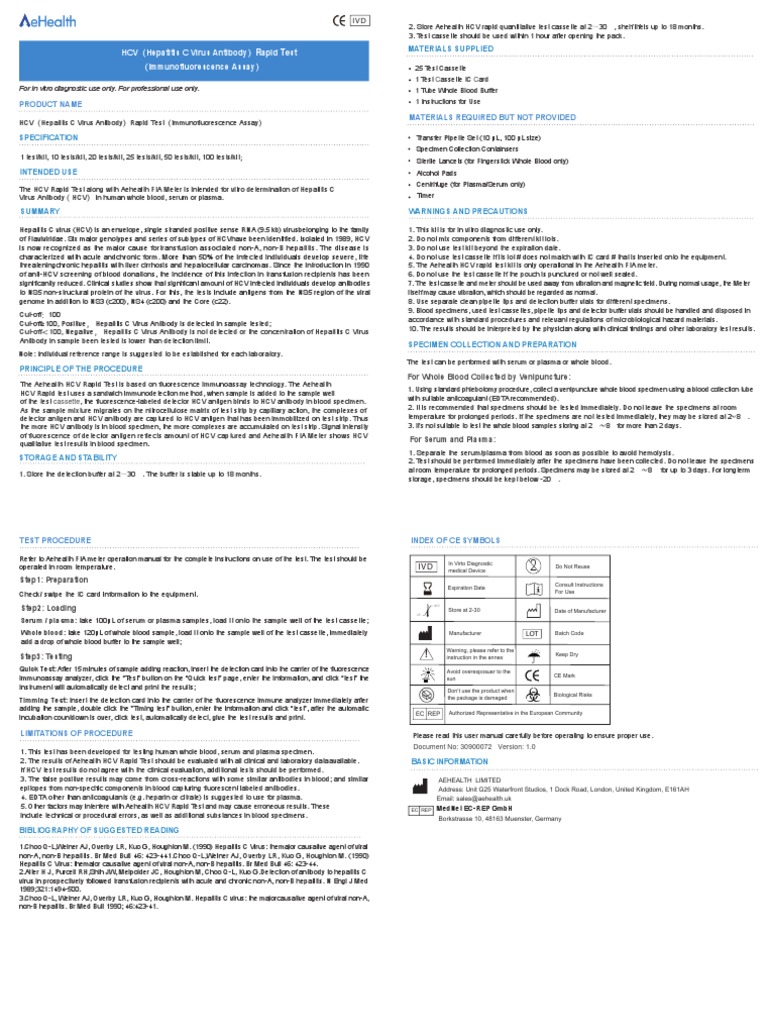 12. HCV IFU | PDF | Hepatitis C | Blood Plasma
