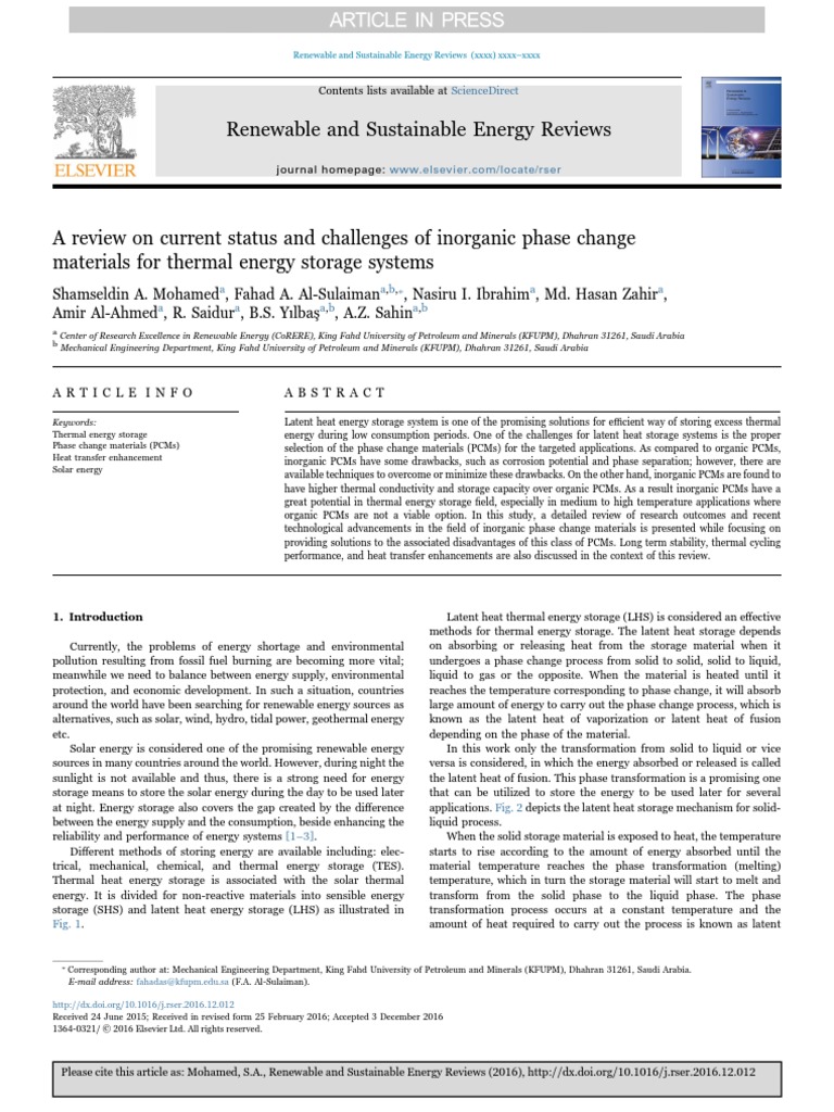 A Review On Current Status and Challenges of Inorganic Phase Change ...