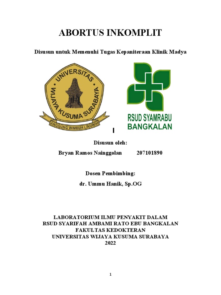 Laporan Kasus Abortus Inkomplit | PDF | Pengembangan Diri | Kesehatan ...