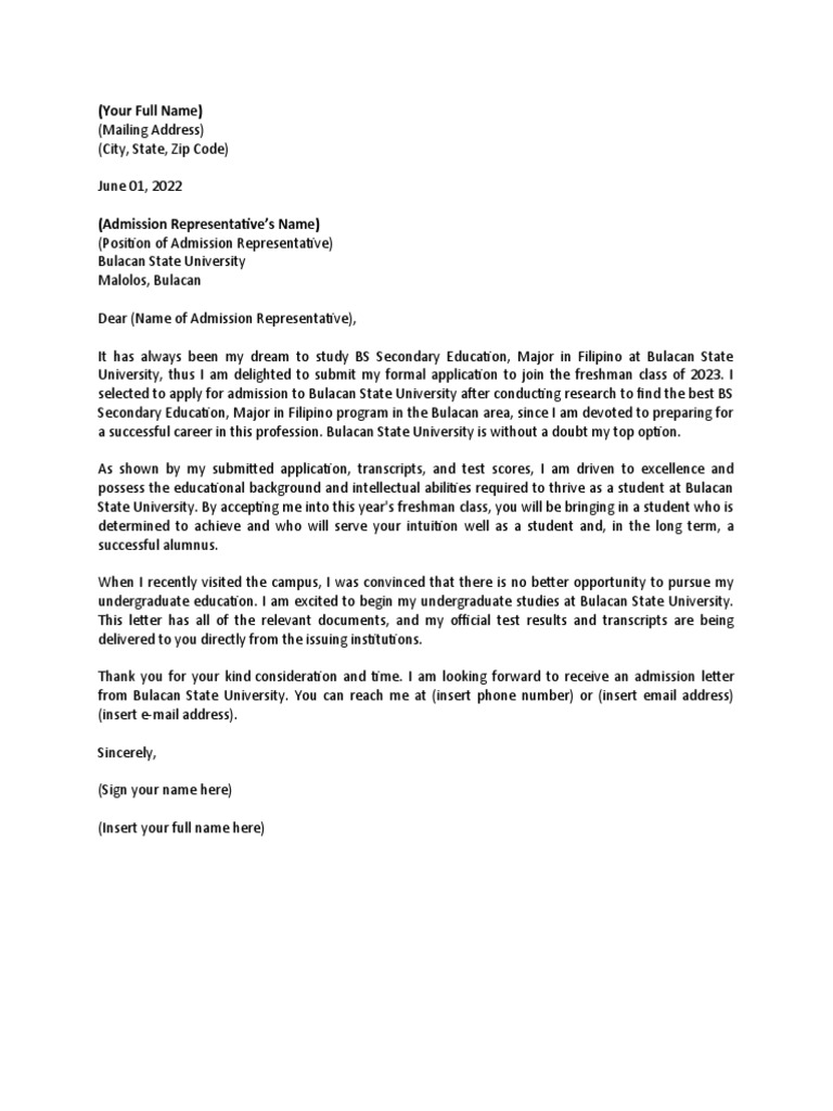 College Admission Letter | PDF