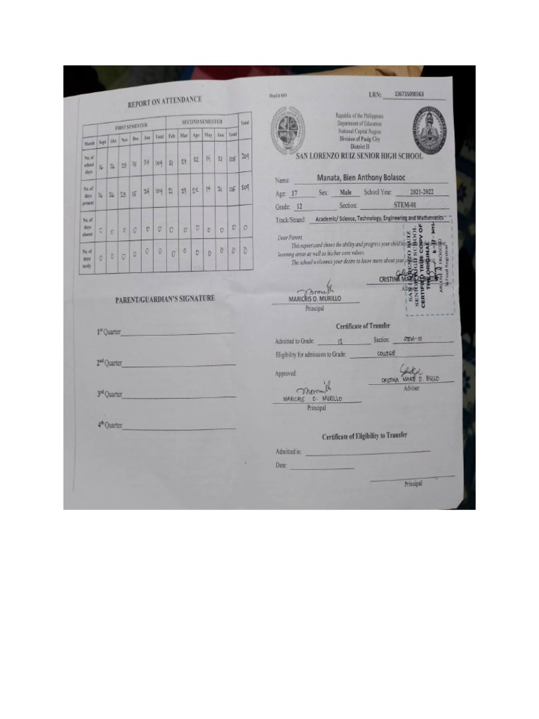 CTC Card Certificate of Enrollment | PDF