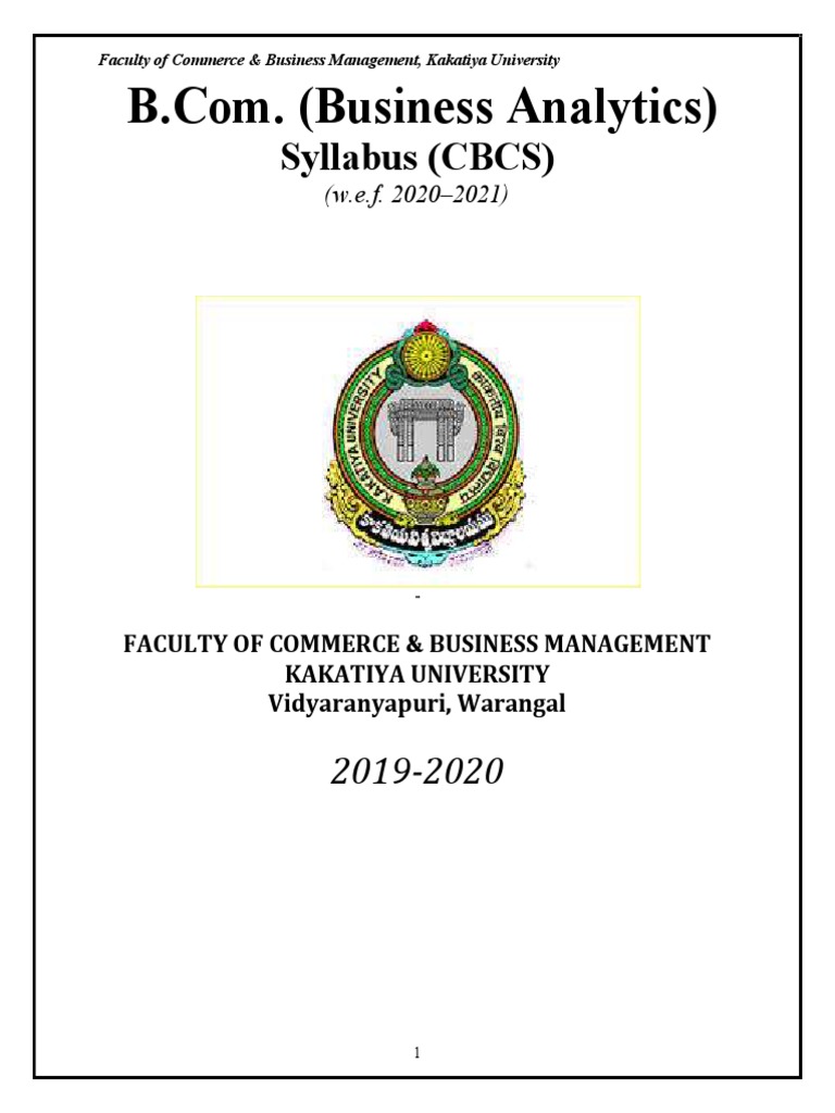 Syllabus (CBCS) : Faculty of Commerce & Business Management, Kakatiya ...
