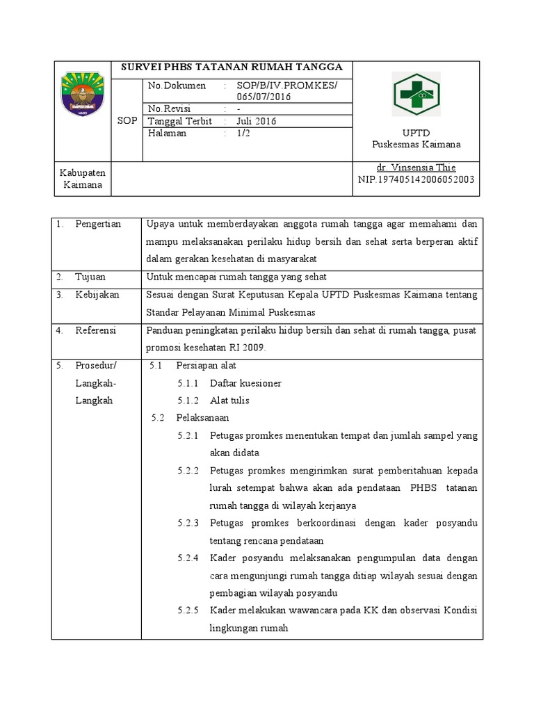Survey PHBS Tatanan RT | PDF