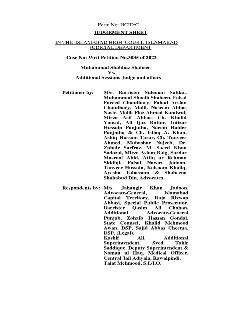 Form No: HCJD/C | PDF | Remand (Detention) | Magistrate