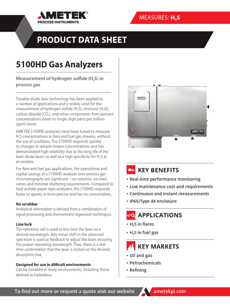 Product Data Sheet: 5100HD Gas Analyzers | PDF | Laser | Carbon Dioxide
