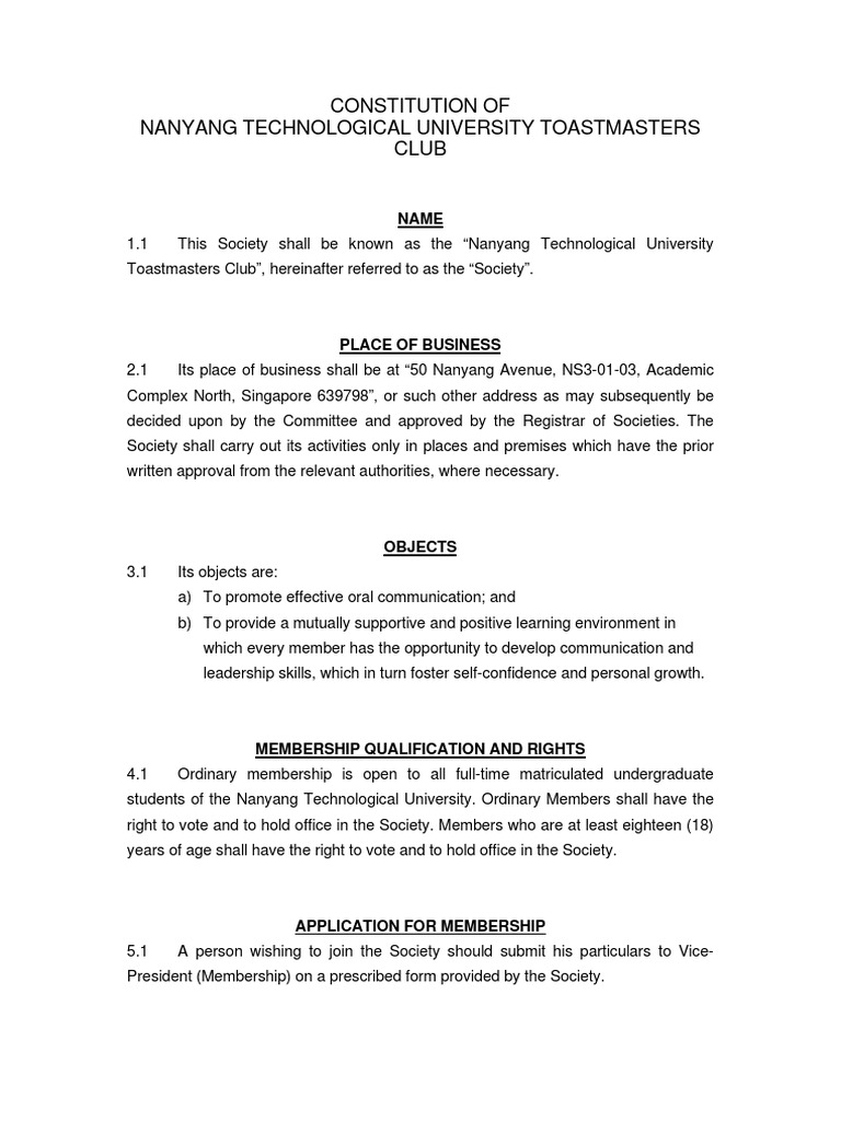 Toastmasters Club | PDF | Audit | Quorum