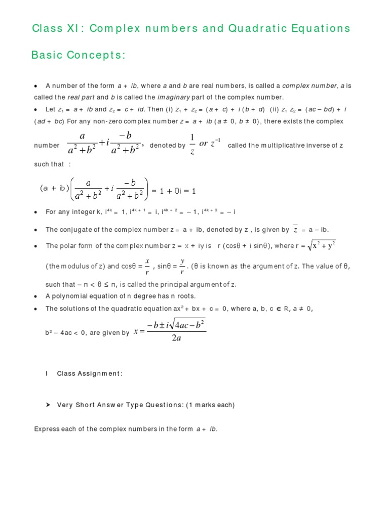 Complex Numbers Class XI | PDF | Complex Number | Numbers