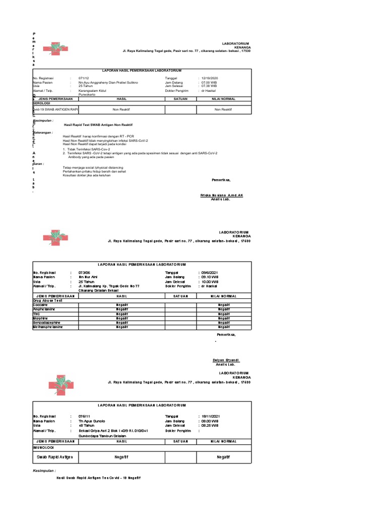 Form Hasil Lab Mei | PDF