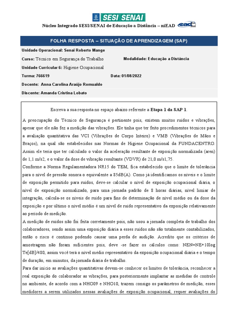 SAP - 01 - Folha Resposta | PDF
