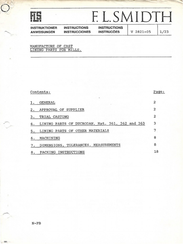 Manufacture of Cast Lining Parts For Mills | PDF