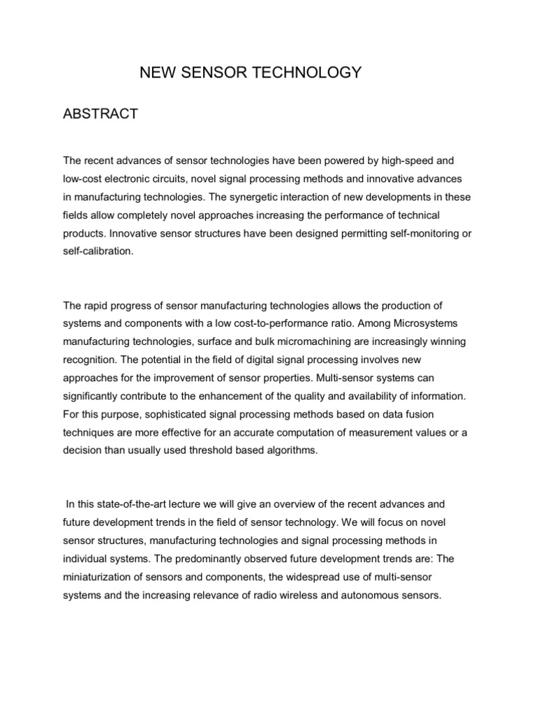 Sensor Technology | PDF | Sensor | Signal (Electrical Engineering)