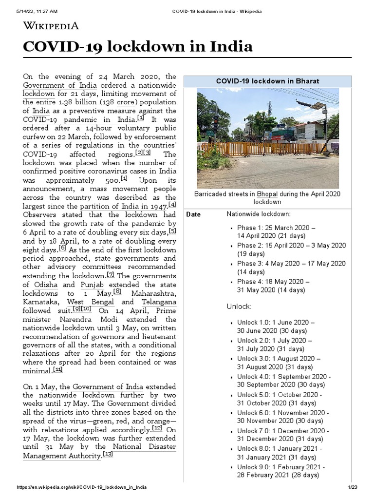 COVID-19 Lockdown Timeline in India | PDF | Emergency Management