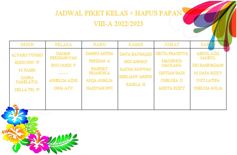 Jadwal Piket Kelas Pdf