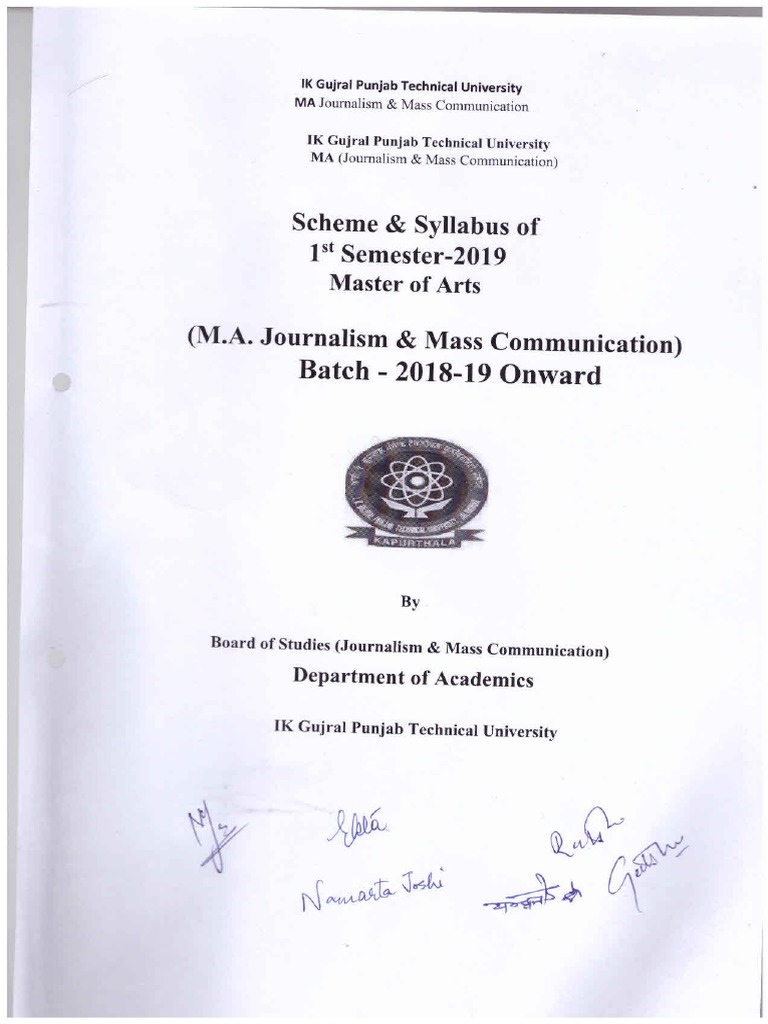 MA Journalism and Mass Communication | PDF