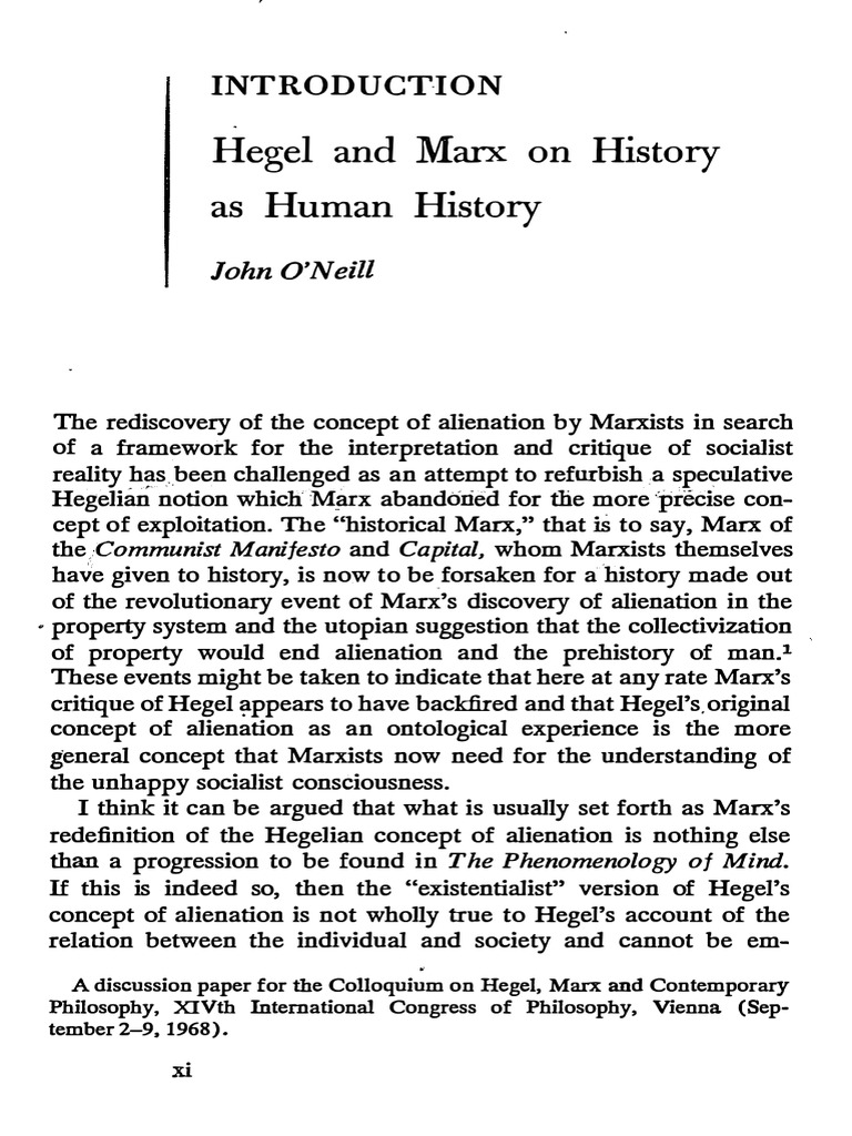 Hegel and On History As Human History: John O'Neill | PDF | Georg ...