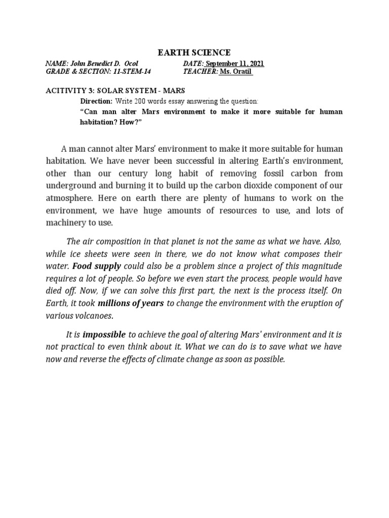 DLP-3 Solar System Essay Ocol | PDF | Earth | Natural Environment