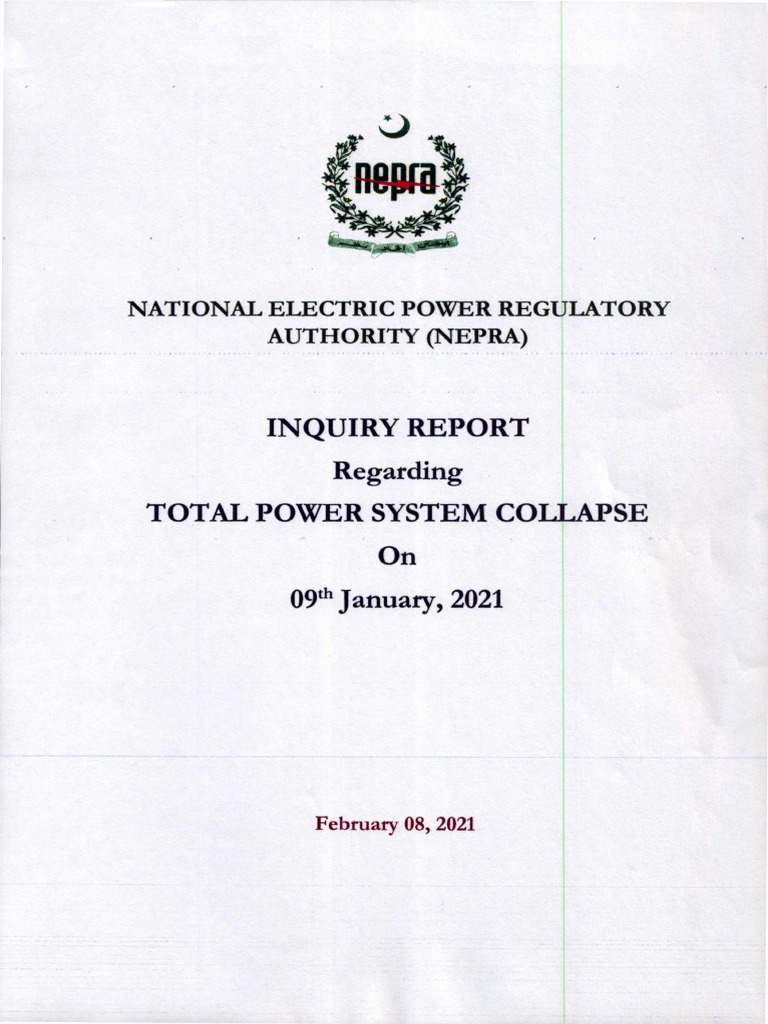 NEPRA Inquiry Report on Total Power System Collapse on 09 January 2021 ...