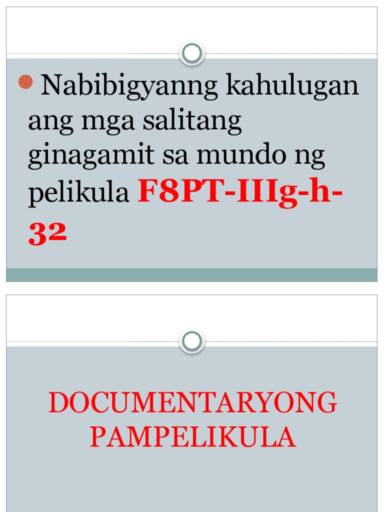 Documentaryong Pampelikula-1 | PDF