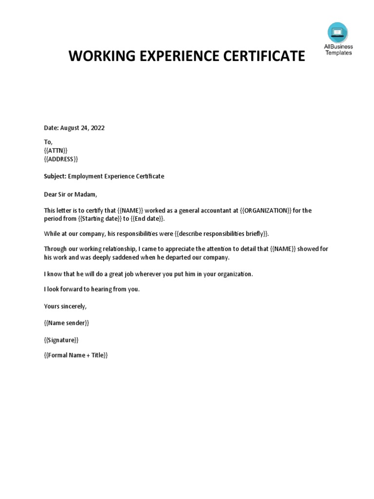 working_experience_letter | PDF | Salary | Madam