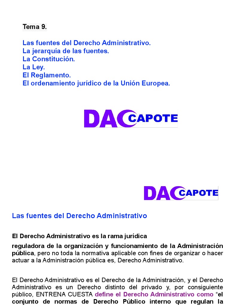 Esquema Tema 9 DA | PDF | Ley de la Unión Europea | Regulación