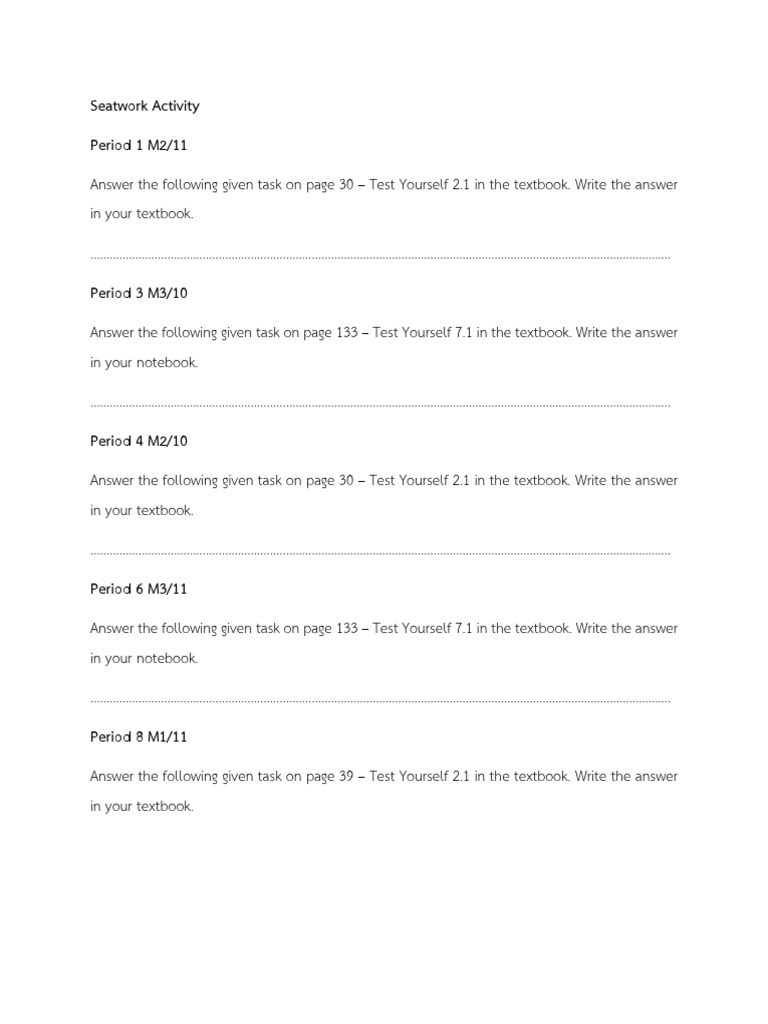 Seatwork Activity | PDF