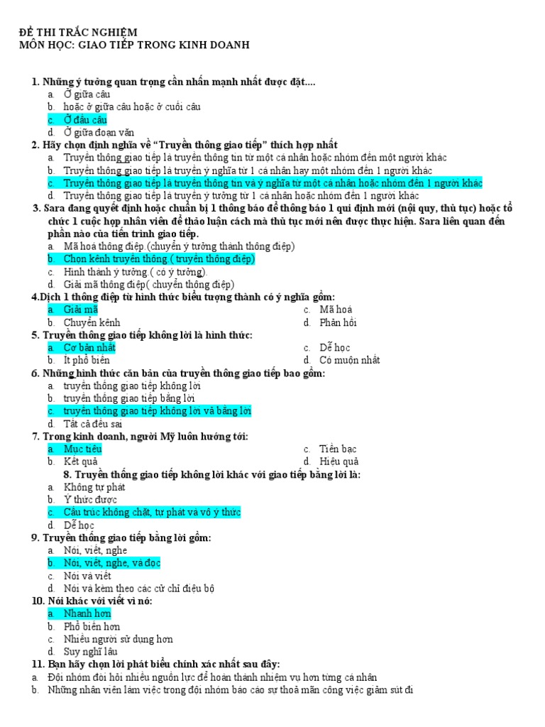 GIAO TIẾP TRONG KINH DOANH 1 | PDF