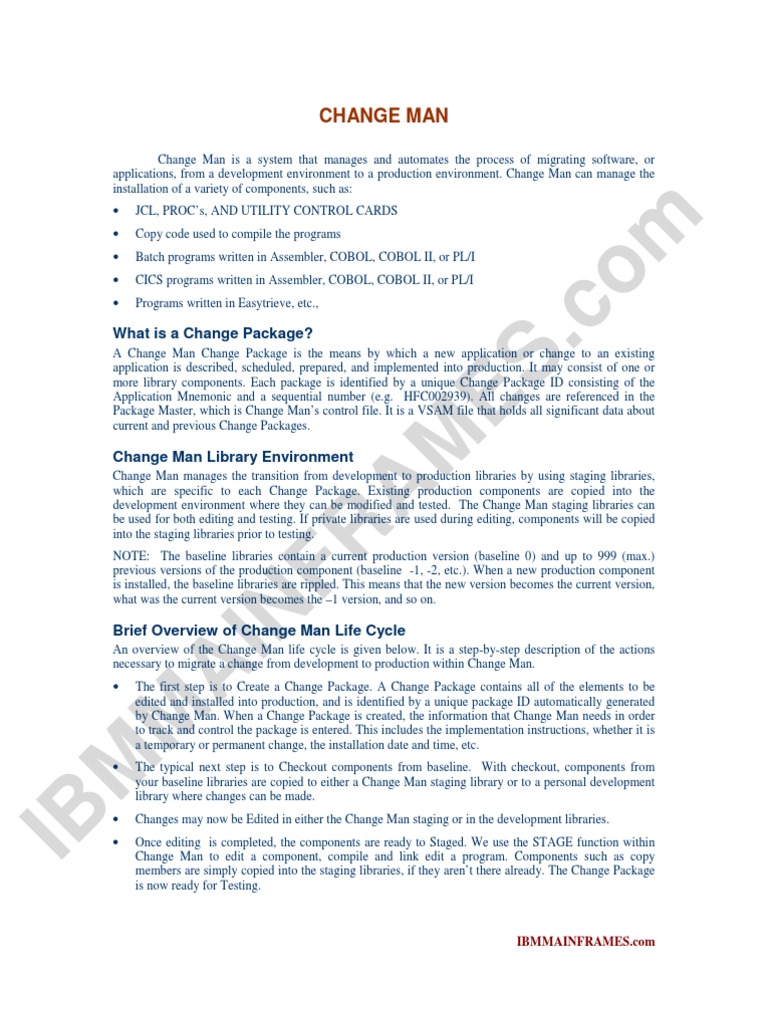 Changeman User Manual | PDF | Library (Computing) | Computer Program