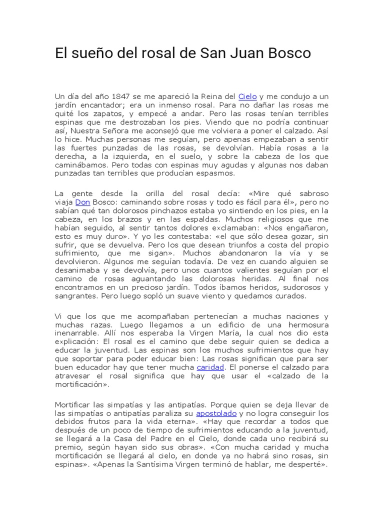 El Sueño Del Rosal de San Juan Bosco | PDF