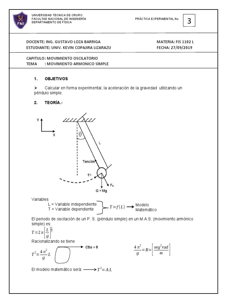 Experimento: Péndulo Simple | PDF | Péndulo | Rotación