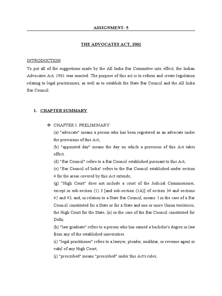 Overview of the Advocates Act, 1961 | PDF | Advocate | U.S. State