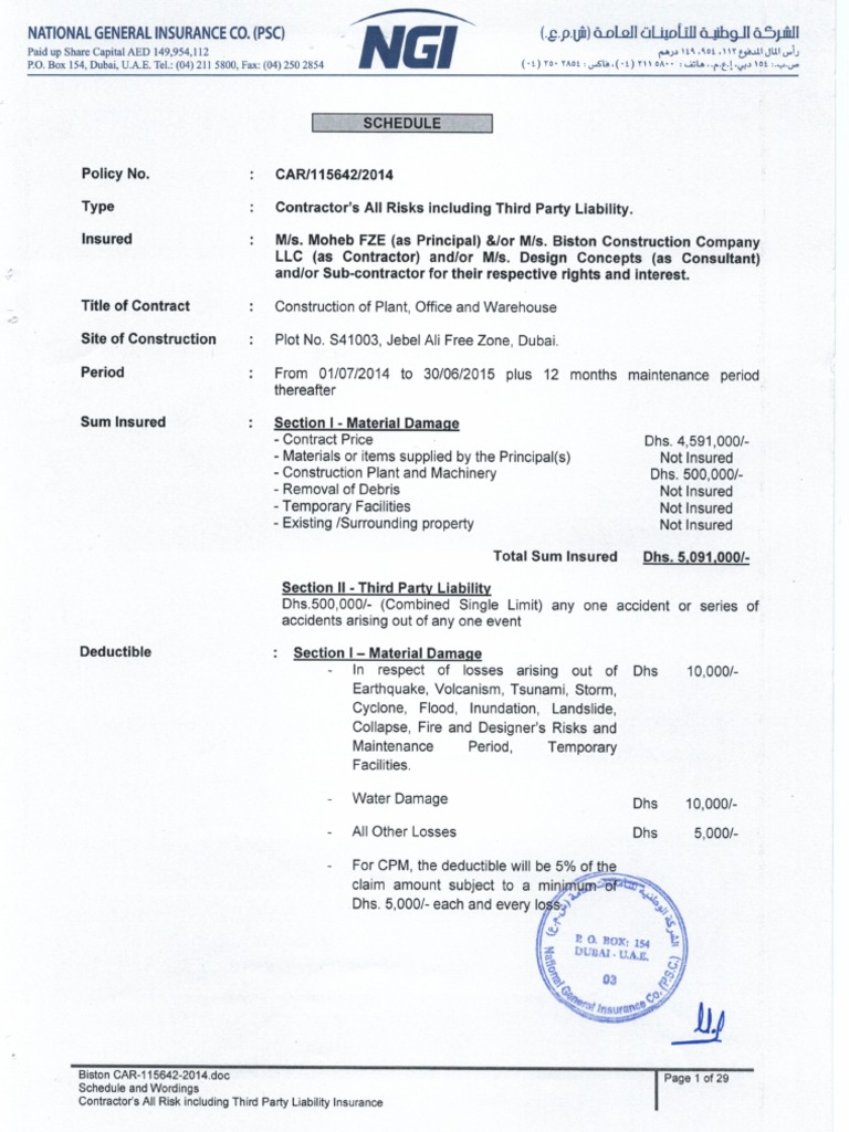 MOHEB-Contractors All Risks | PDF