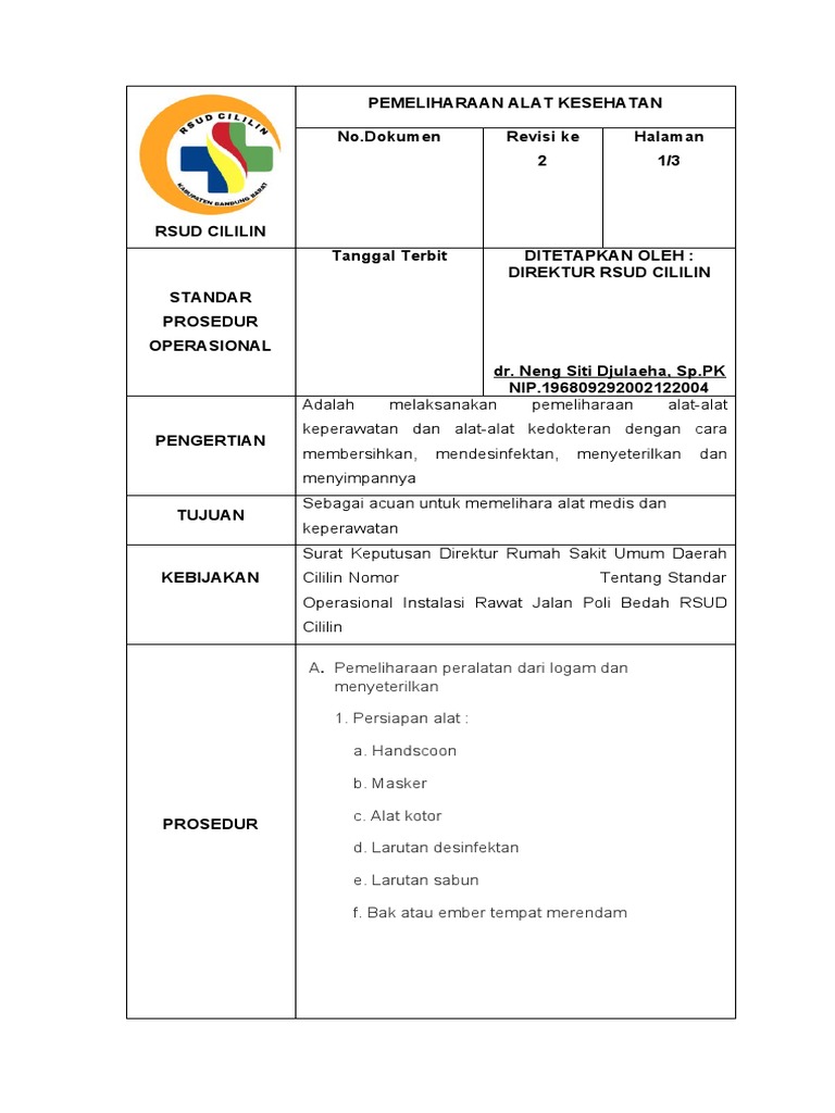 05.spo Pemeliharaan Alkes | PDF