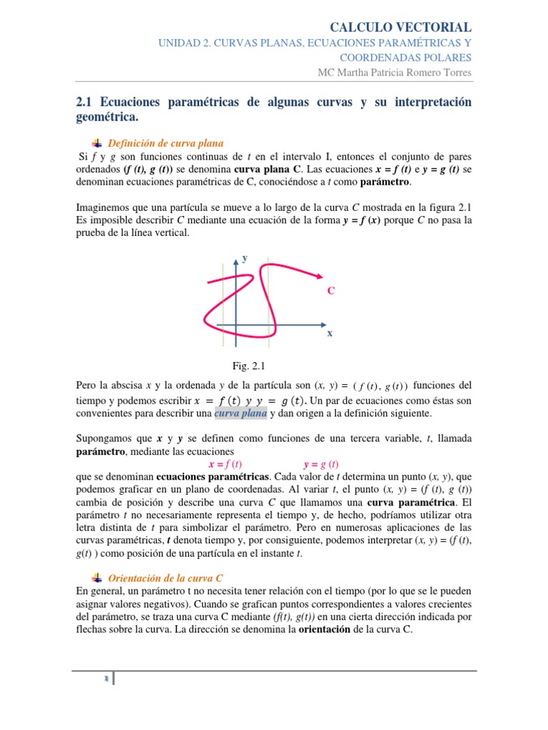 Calculo Vectorial Curvas Planas | PDF | Curva | Derivado